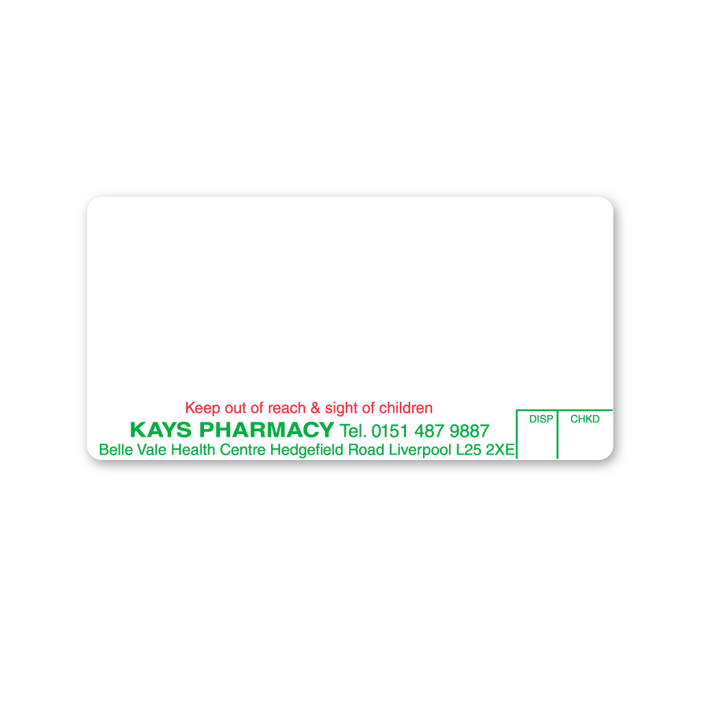 Kays Group Pharmacy (Hedgefield Road) Labels | EMT Healthcare
